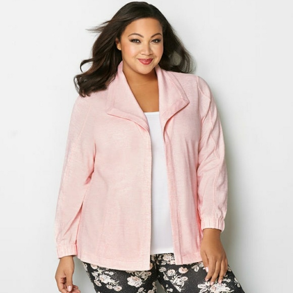Avenue | Jackets & Coats | Finalesalestunning Pink White Drape Jacket ...